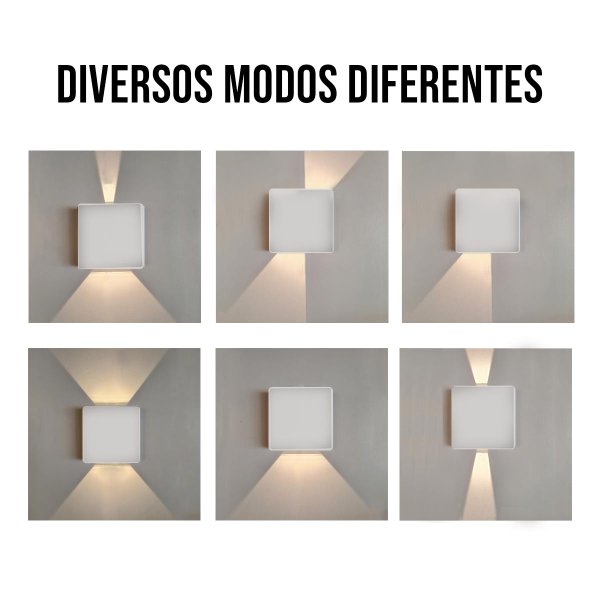 Arandela de Parede Externa LED Facho Ajustável 3W 3000K Amarela IP65 Branco